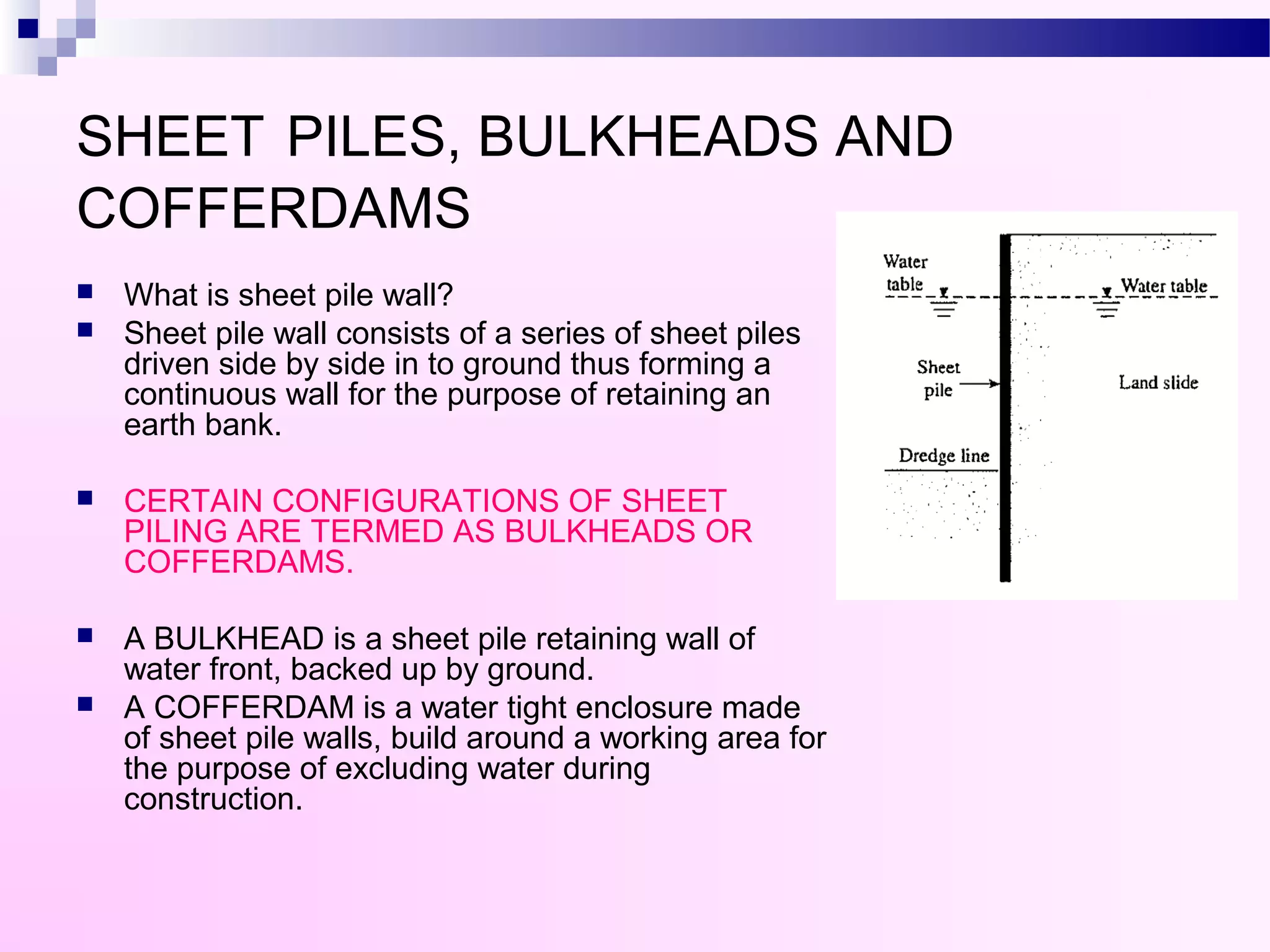 Sheet pile and bulkhead (usefulsearch.org) (useful search) | PPT
