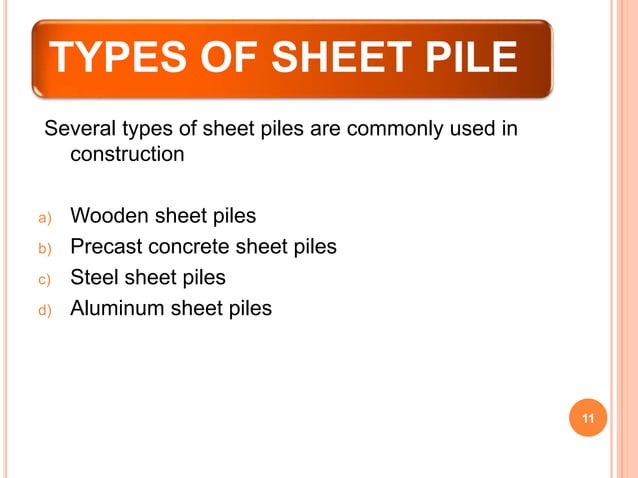 Sheet pile presentation | PPTX
