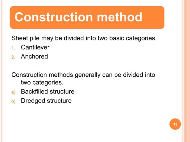 Sheet pile presentation | PPTX