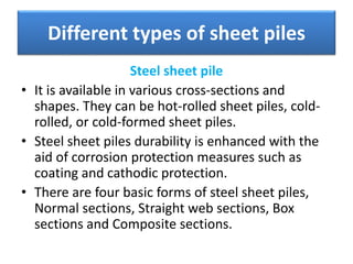 Sheet piles; advantages, types and methods | PPTX