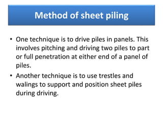 Sheet piles; advantages, types and methods | PPTX