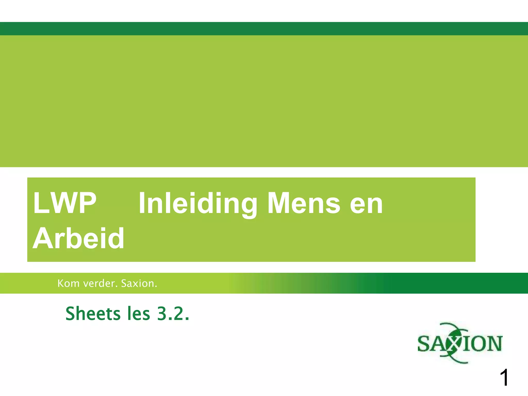 Sheets lesweek 3 les 3.2 | PPTX