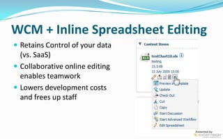 Sheetster + Alfresco: An Open Source Java Solution for Web Spreadsheet Editing and Management | PPTX