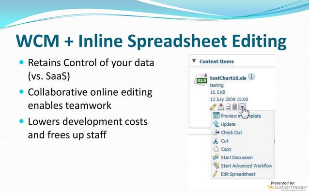 Sheetster + Alfresco: An Open Source Java Solution for Web Spreadsheet Editing and Management | PPT