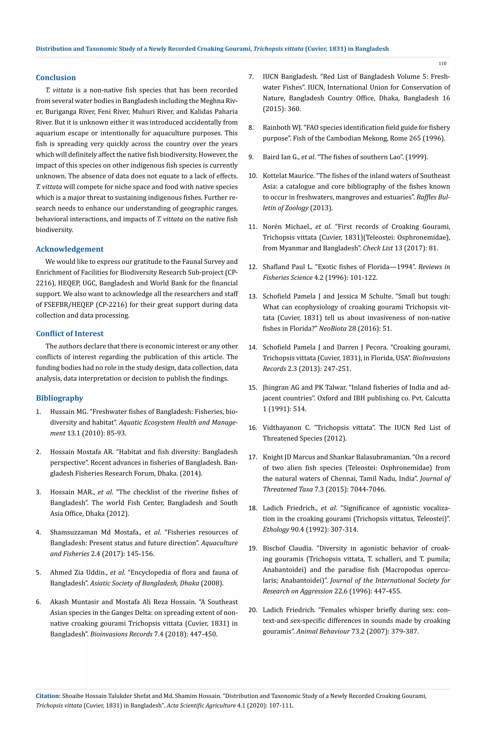 Distribution and Taxonomic Study of a Newly Recorded Croaking Gourami ...