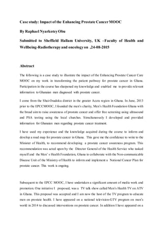 Case study: Impact of the Enhancing Prostate Cancer MOOC | PDF