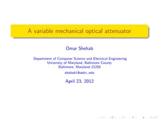 A variable mechanical optical attenuator | PDF | Computer Peripherals | Computing