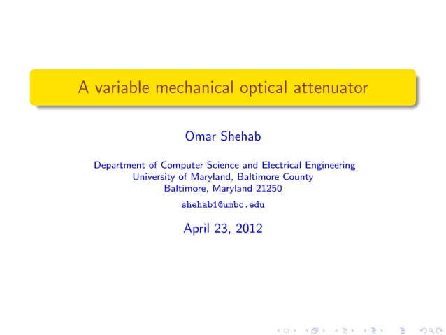 A variable mechanical optical attenuator | PDF