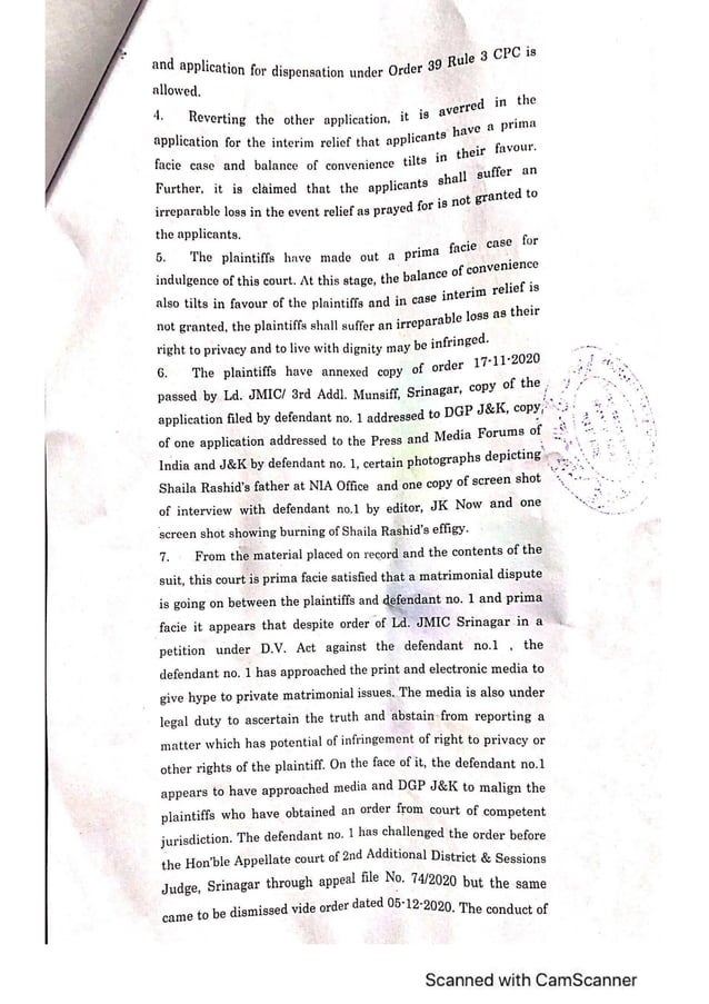 Shehla rashid injunction order | PDF