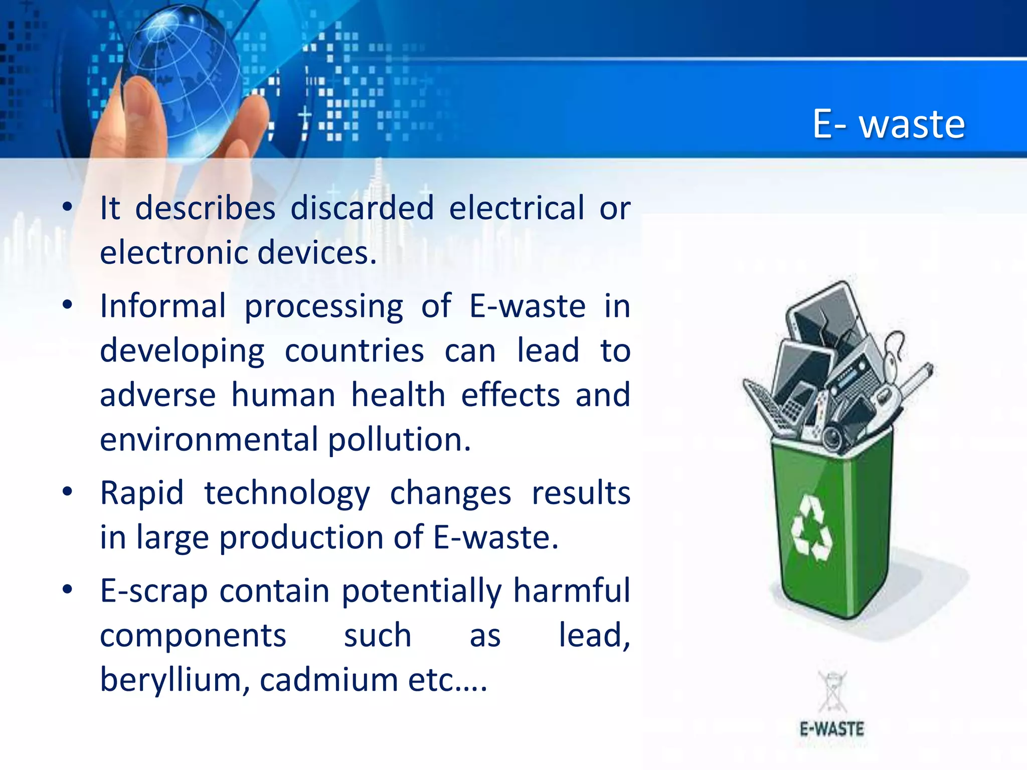E-WASTE MANAGEMENT (COPPER RECOVERY FROM PCB) | PPTX