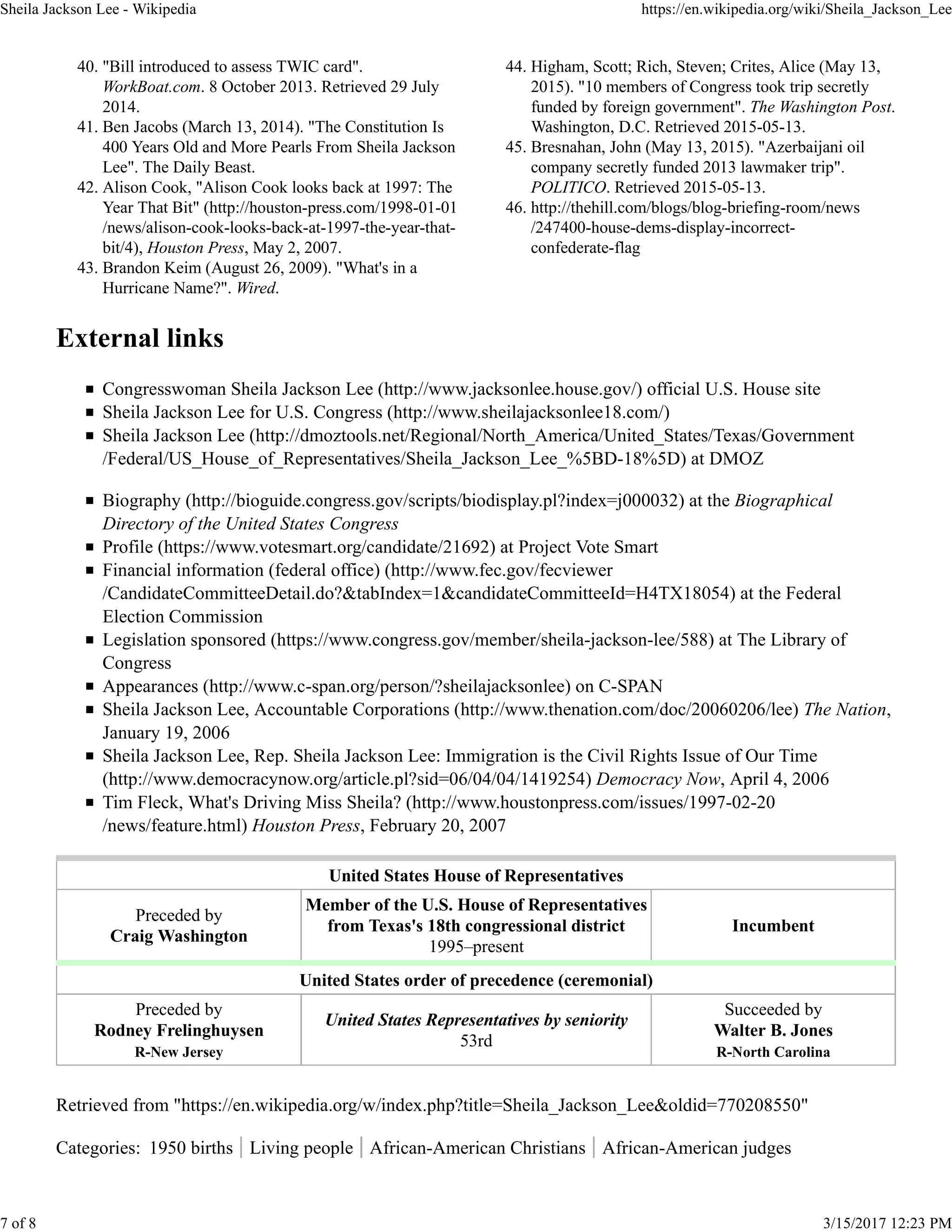 Sheila Jackson Lee wikipedia (highlighted) | PDF