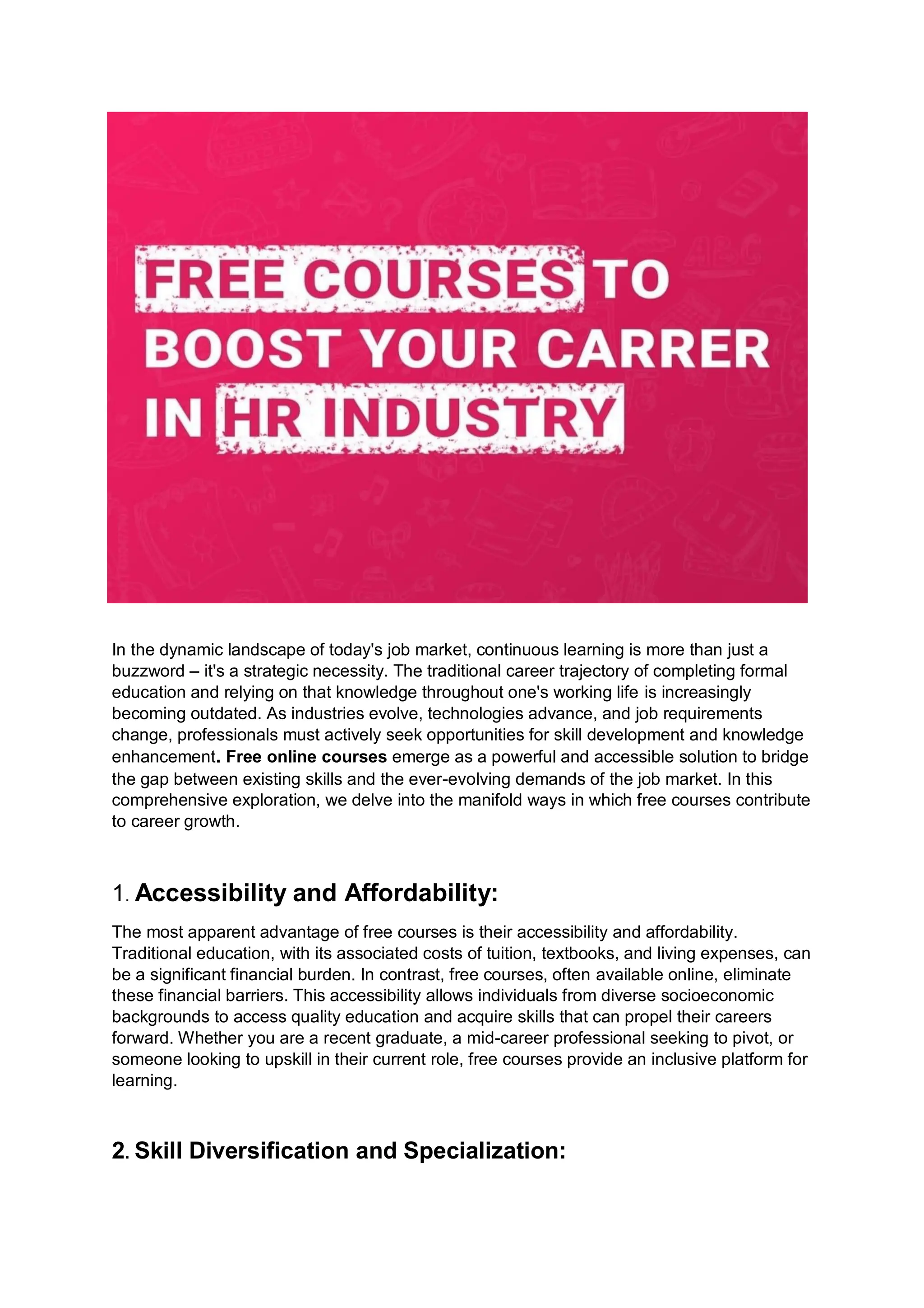 Free course to boost your carrer in HR Industry | PDF | Career Advice ...