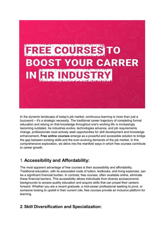 Free course to boost your carrer in HR Industry | PDF | Career Advice ...