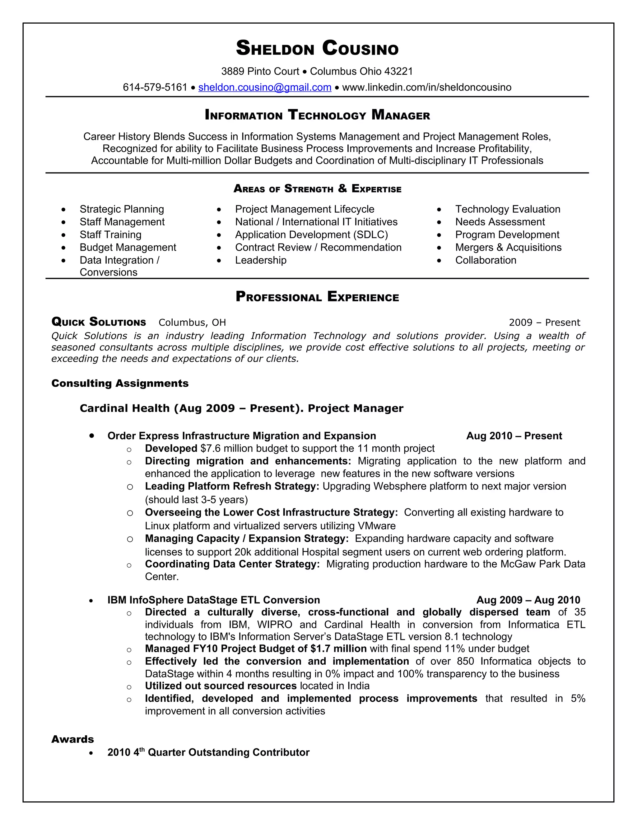 Sheldon cousino resume | DOC