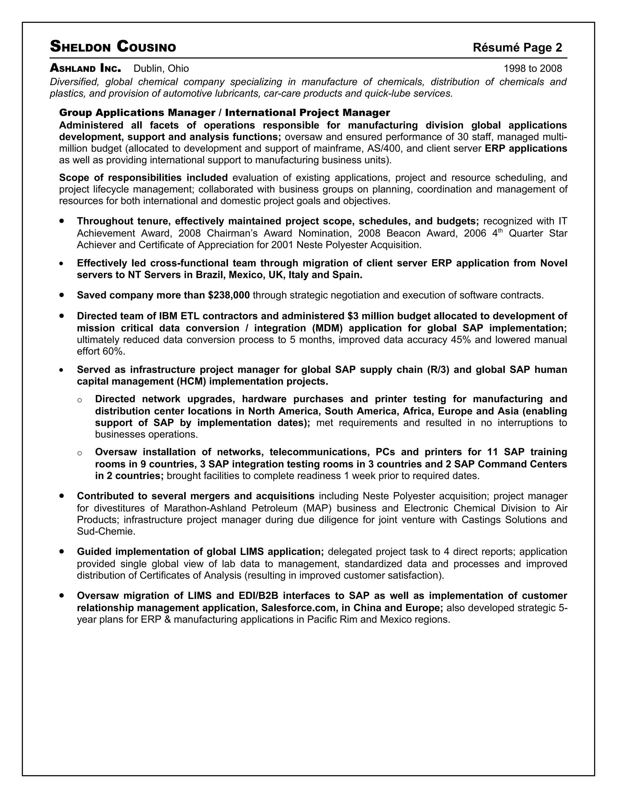 Sheldon cousino resume | DOC