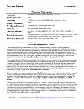 Sheldon cousino resume | DOC