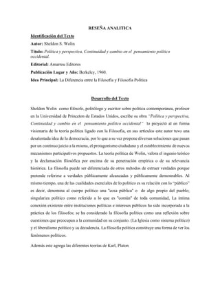 Sheldon Wolin y Noberto Bobbio | DOCX