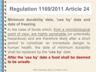 Shelf life and date marking requirements for packaged food | PPTX