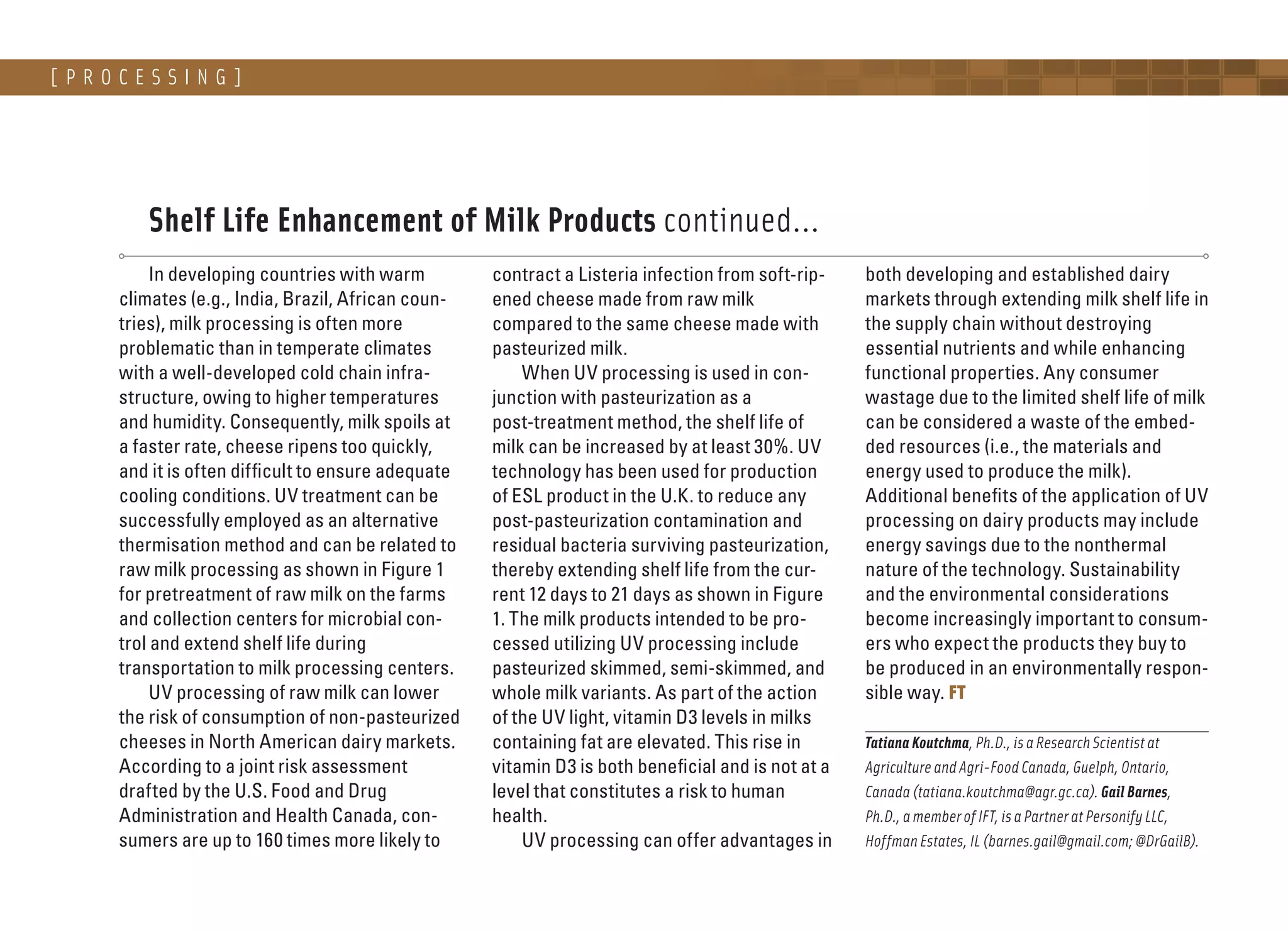 Shelf life enhancement of milk products. | PDF