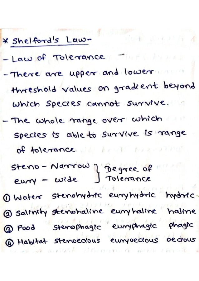 Shelford's Law / Law of Tolerance | PDF | Biological Sciences | Science