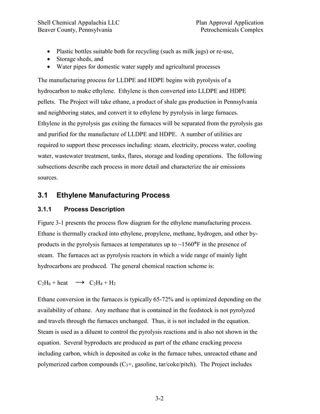 Shell Air Quality Plan Approval application for PA Ethane Cracker Plant ...