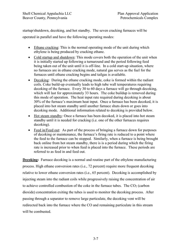 Shell Air Quality Plan Approval application for PA Ethane Cracker Plant ...