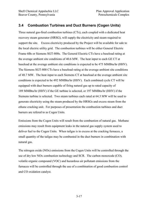 Shell Air Quality Plan Approval application for PA Ethane Cracker Plant ...