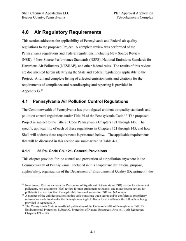 Shell Air Quality Plan Approval application for PA Ethane Cracker Plant ...