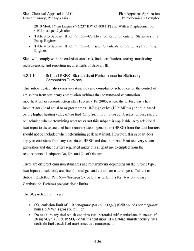 Shell Air Quality Plan Approval application for PA Ethane Cracker Plant