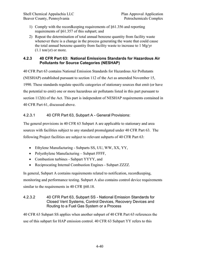 Shell Air Quality Plan Approval application for PA Ethane Cracker Plant