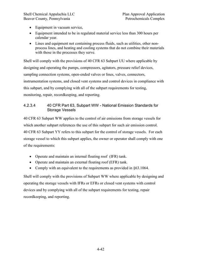 Shell Air Quality Plan Approval application for PA Ethane Cracker Plant