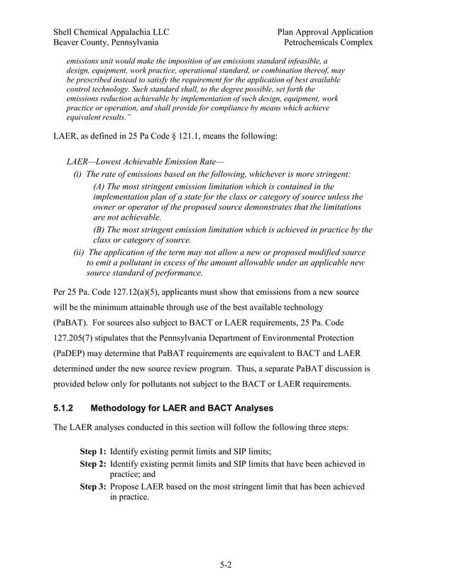 Shell Air Quality Plan Approval application for PA Ethane Cracker Plant