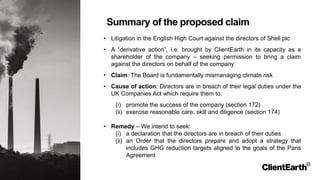 ClientEarth Claim towards Board of Shell plc | PPT