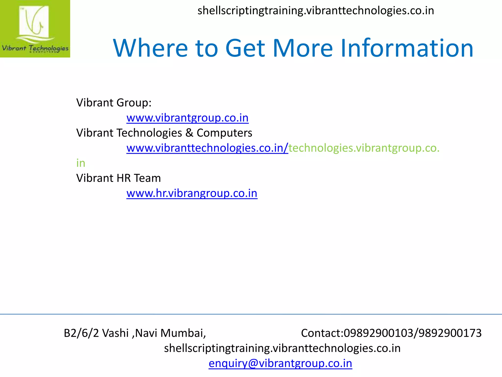 Shell Scripting Training Course Navi Mumbai Shell Scripting Course Provider Navi Mumbai Ppt