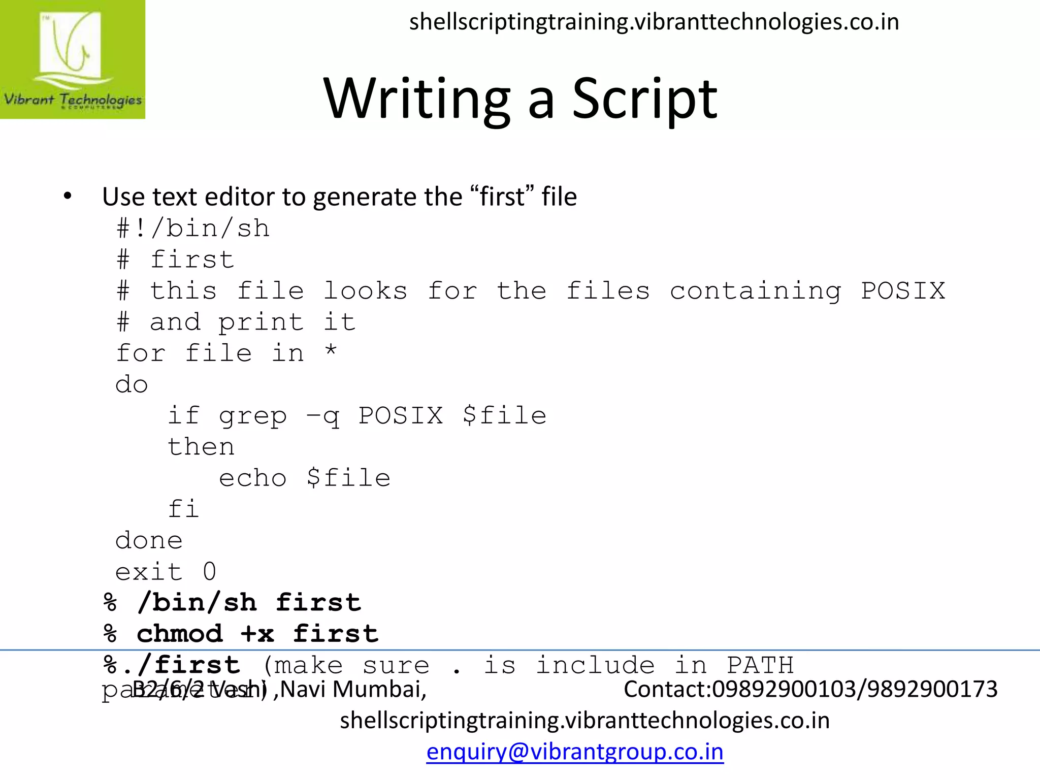 Shell Scripting Training Course Navi Mumbai Shell Scripting Course Provider Navi Mumbai Ppt