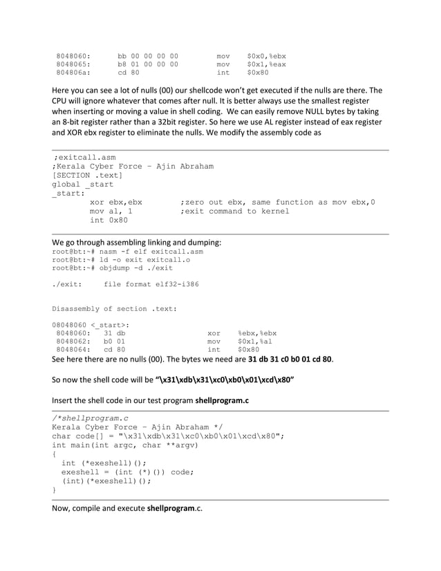 Shellcoding in linux | PDF