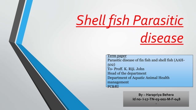 Shell fish parasitic disease | PPTX