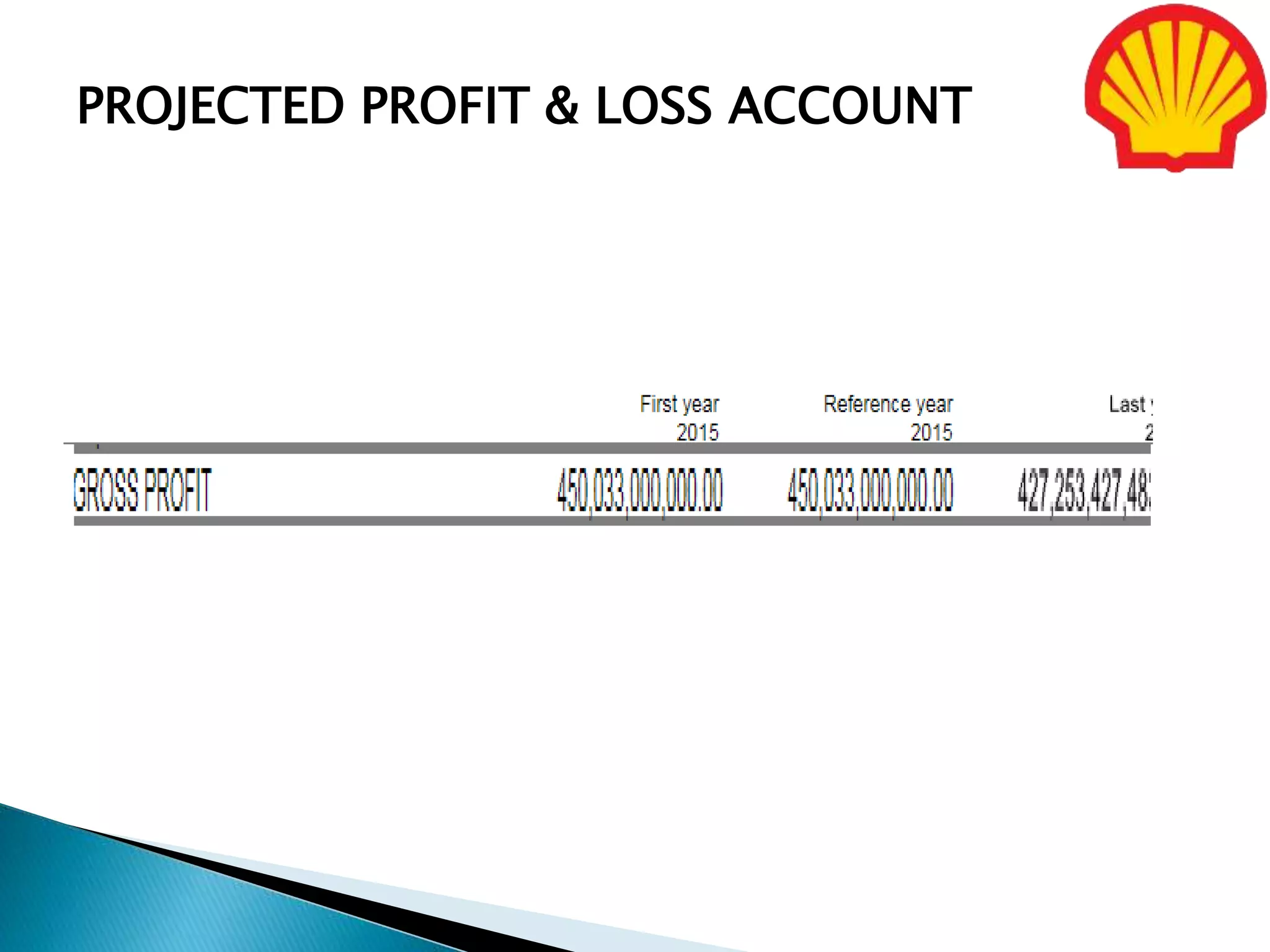 Mock projection of financial statement on SHELL company | PPTX