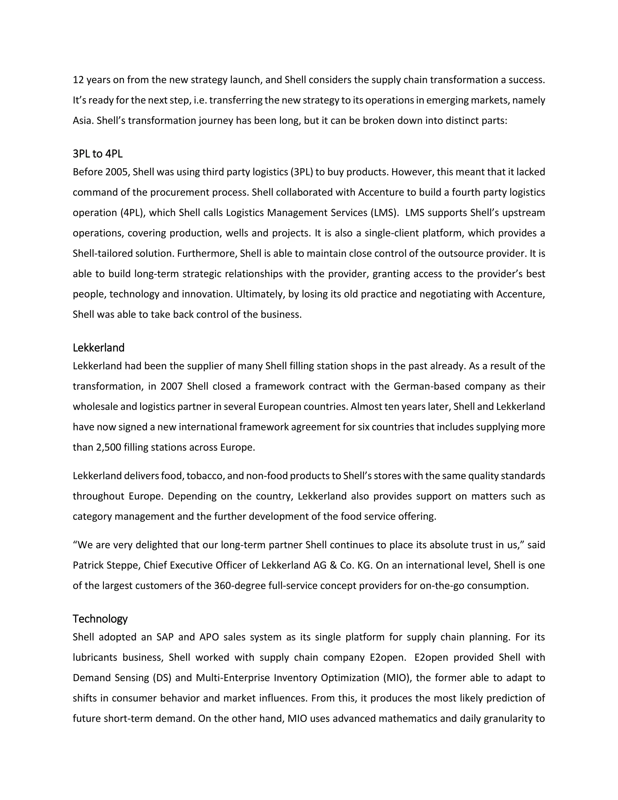 Shell Supply Chain Management | PDF