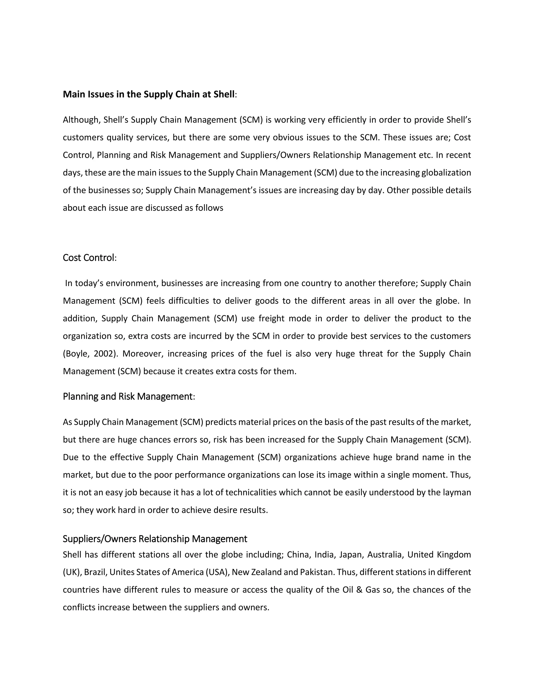 Shell Supply Chain Management | PDF