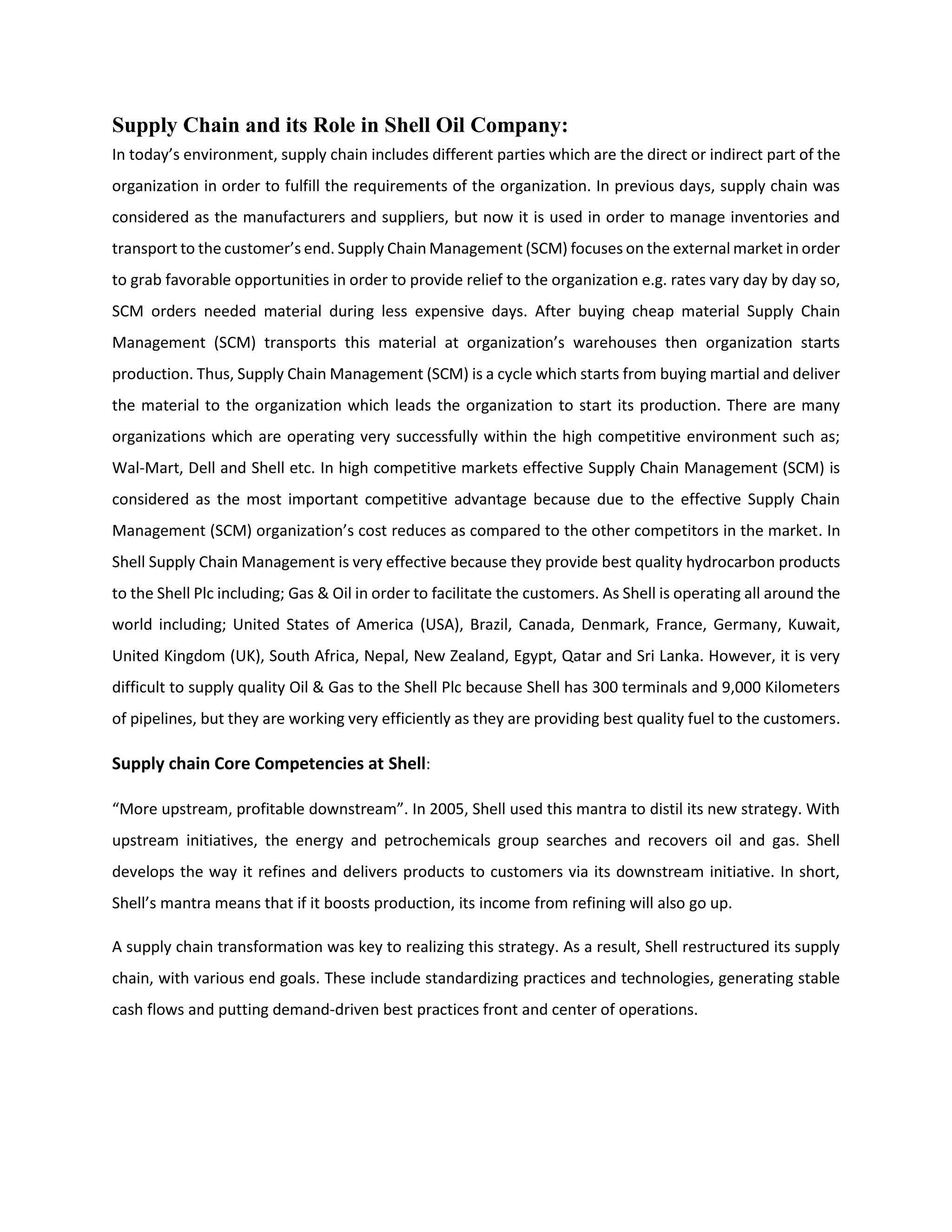 Shell Supply Chain Management | PDF