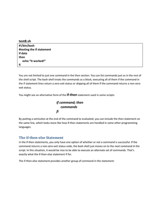 Shell Scripting Structured Commands | PDF