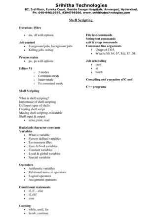 Shell Scripting Classroom Training | PDF