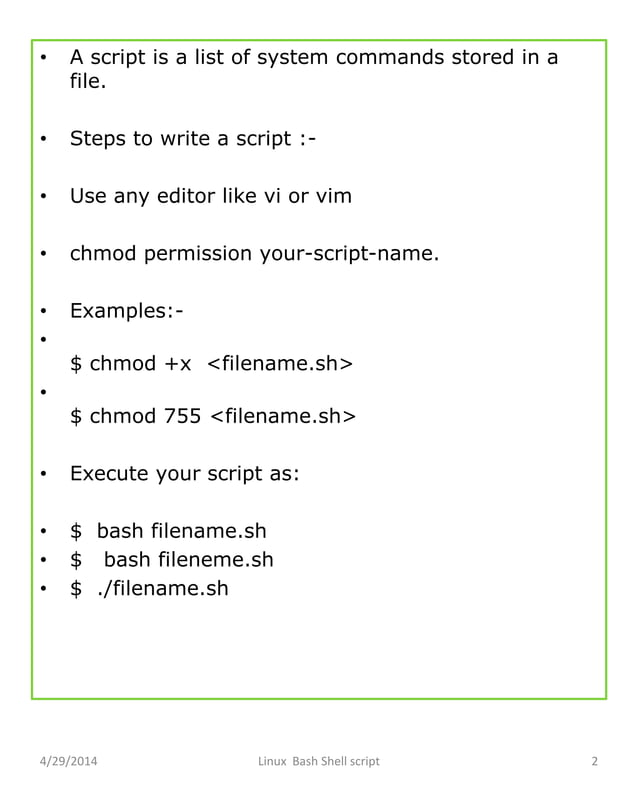 Bash Shell Scripting Pptx Operating Systems Computer Software And Applications