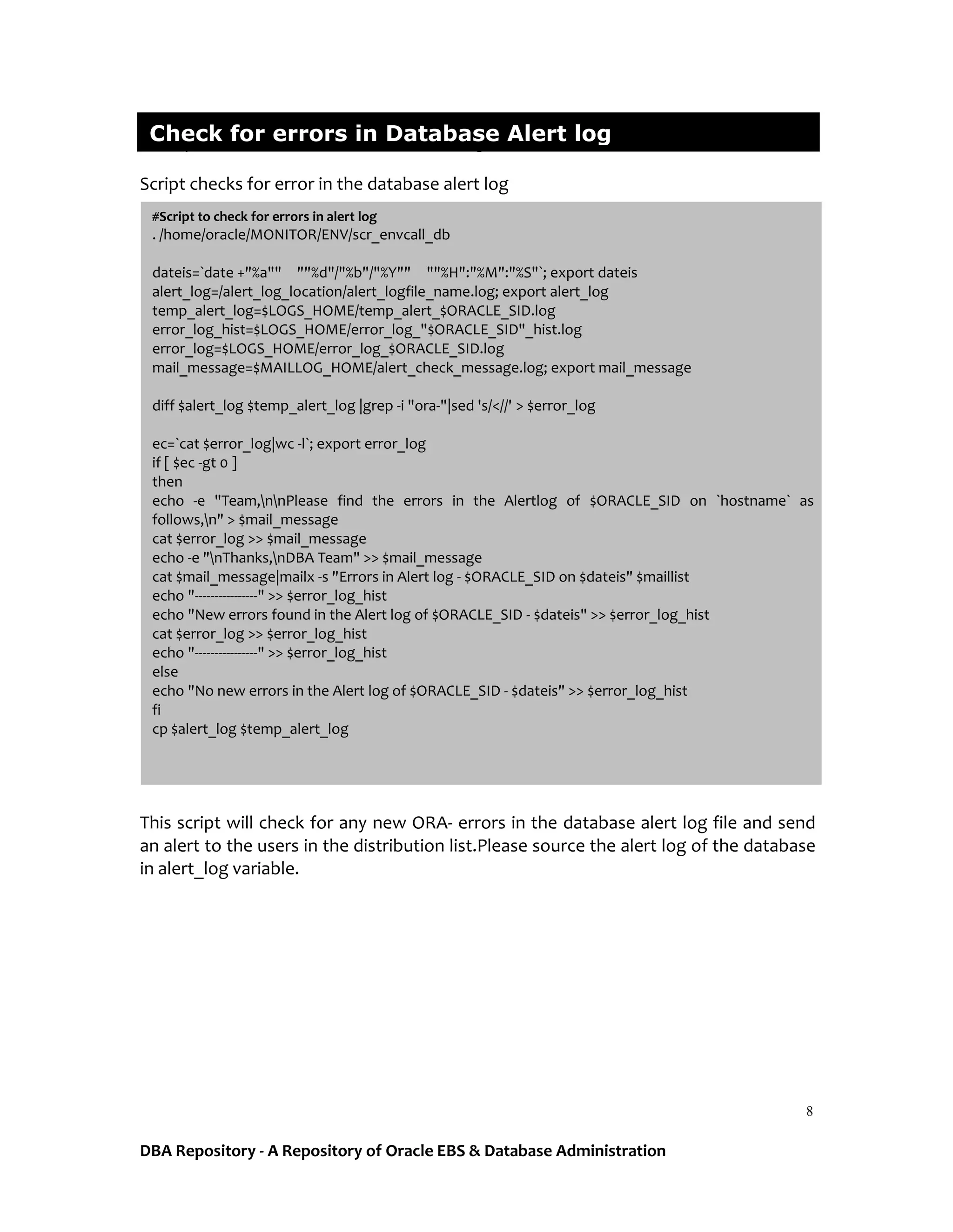 Shell Scripts For Oracle Database And E Business Suitepdf Operating Systems Computer