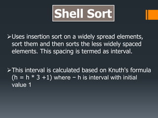 Shell Sort And Selection Sort Algorithm | Pptx