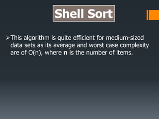 Shell Sort And Selection Sort Algorithm | Pptx