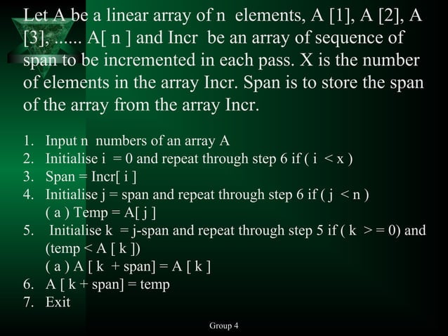 Shell sorting | PPT | Programming Languages | Computing