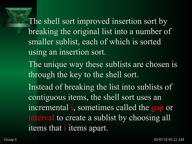 Shell sorting | PPT | Programming Languages | Computing