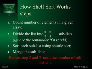 Shell sorting | PPT | Programming Languages | Computing